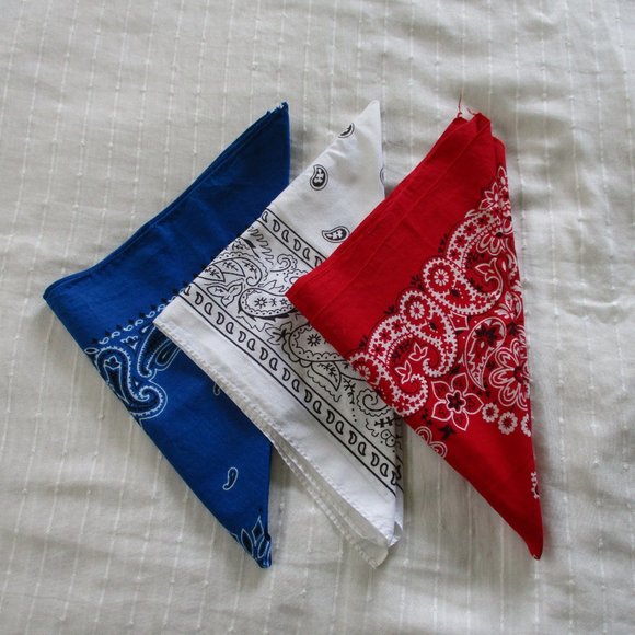 Accessories | Red White Blue Cotton Western Style Bandanas Set Of 3 ...
